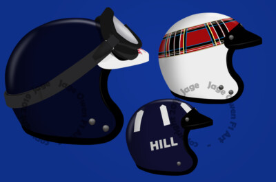 F1 Drivers 1960s Helmet Stickers Vinyl Stewart Hill Clark Rindt Brabham ...