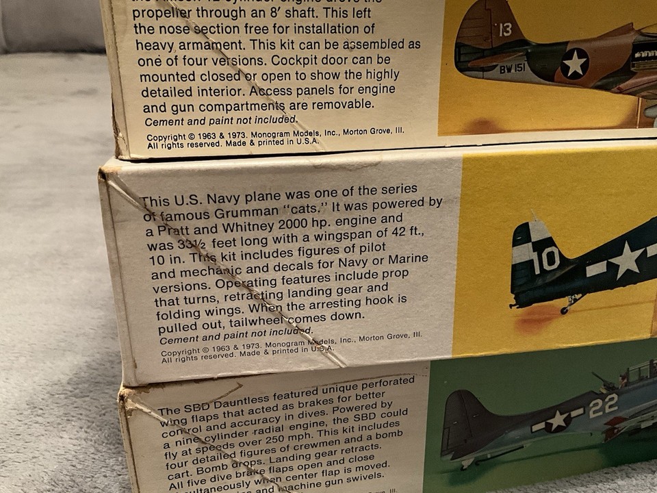 Monogram 1/48 WWII Allied Aircraft Model Kits, 6pc Lot, Sealed, 1960s ...