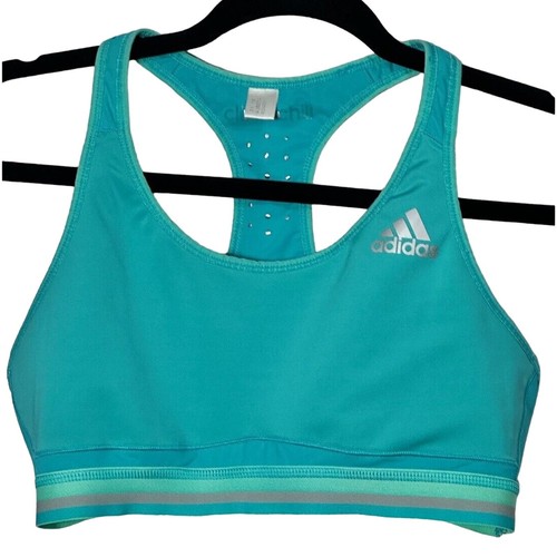 Adidas Sports Bra Women’s Small Blue Neon Climacool Stretch Racerback ...