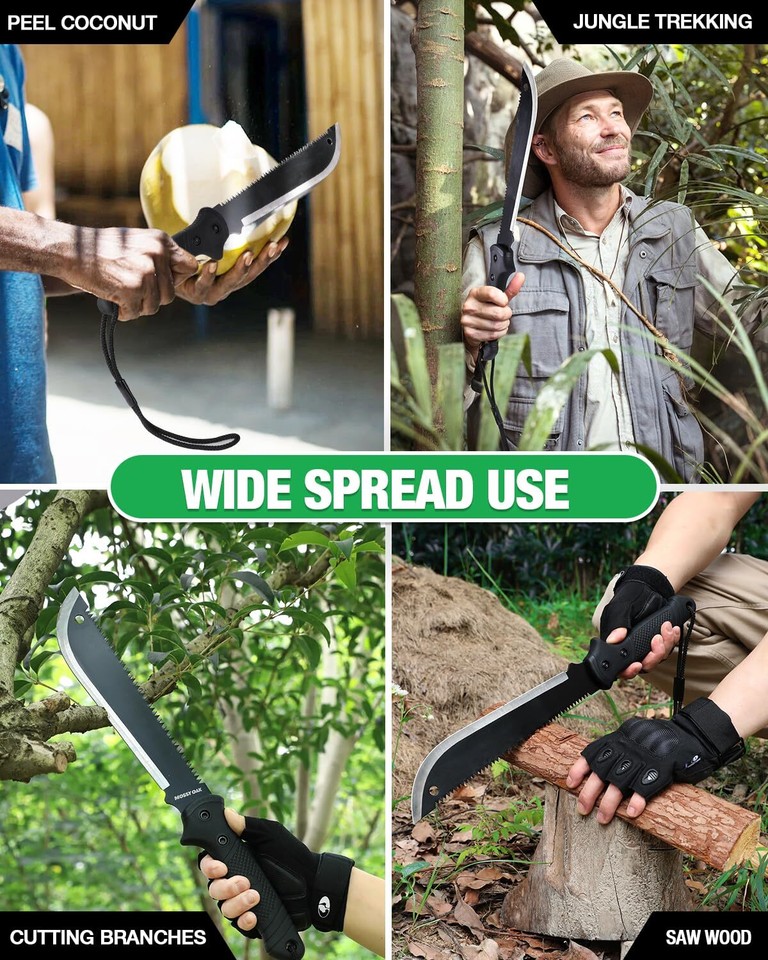 19-inch Machete Saw Sharp Blade Machete Ergonomic No-Slip Handle with ...