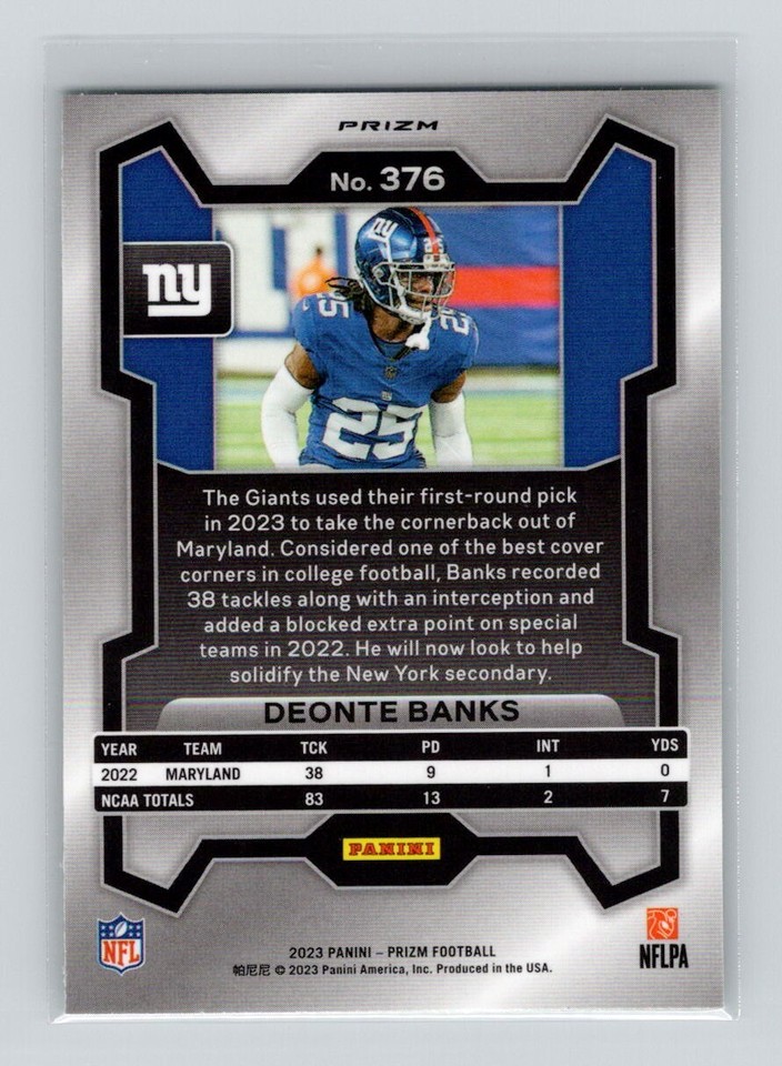 Deonte Banks 2023 Panini Prizm #376 Neon Green Pulsar RC | eBay