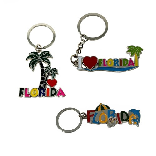 12 Pack of Florida Keychain Souvenirs bulk , Metal Ring , Miami Gift ...