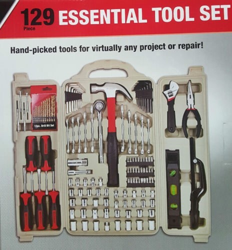 Mastergrip 129 Pieces Essential Hand Tool Set Hammer Screw Driver Drill ...
