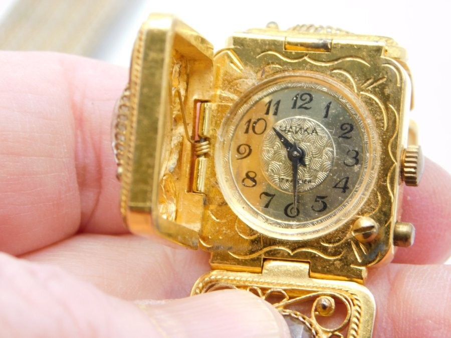 VINTAGE LOT OF 4 WRISTWATCHES~2 MEN/ELGIN~2 WOMEN/ROLEX,HANKA~AS IS ...