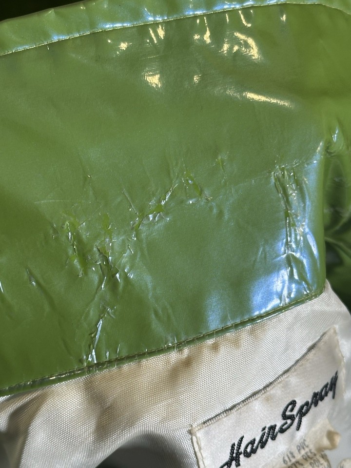 Y2K Vintage Vinyl Jacket Women Medium Neon Green Zip Up Shiny ...