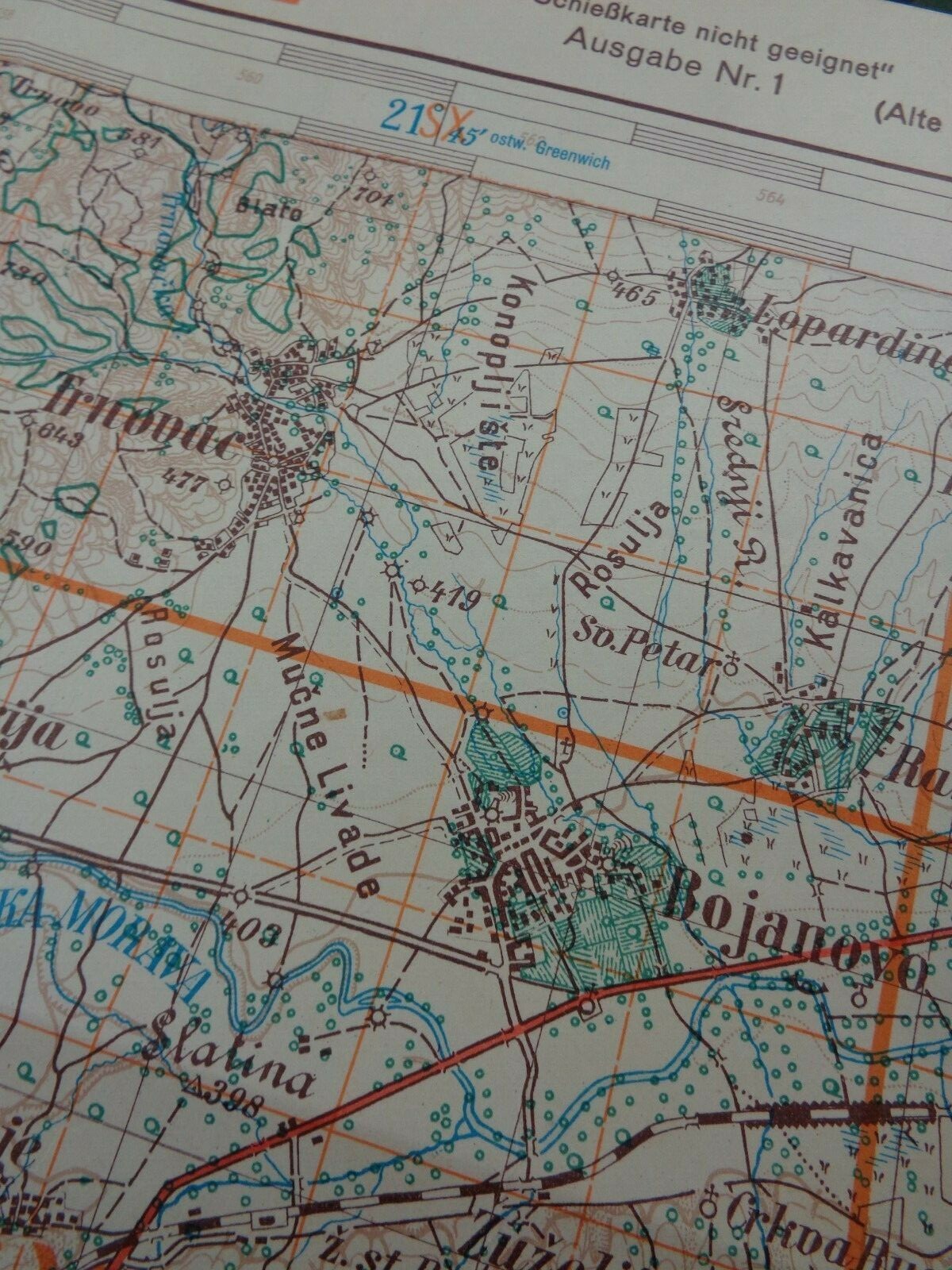 WW2 German "HEERESKARTE" map of OCCUPIED YUGOSLAVIA entitled "PRESEVO ...