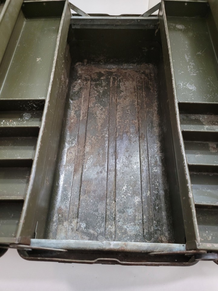 Military Carry Tool Box Metal Cantilever Vintage Heavy Duty 22×10x13 ...