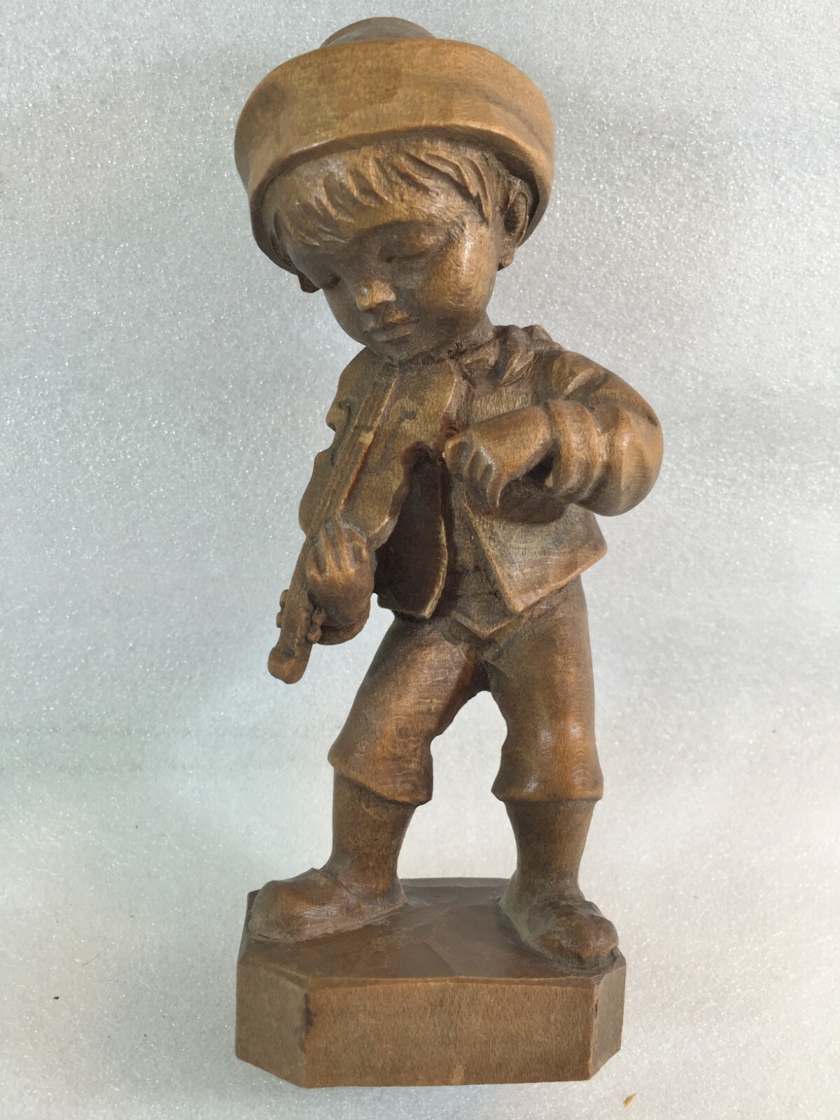 Hand Carved Wooden Boy Playing His Fiddle | eBay