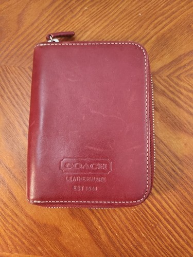 Coach Vintage PDA Phone Organizer Small Zip Around Case Red Leather 4 ...