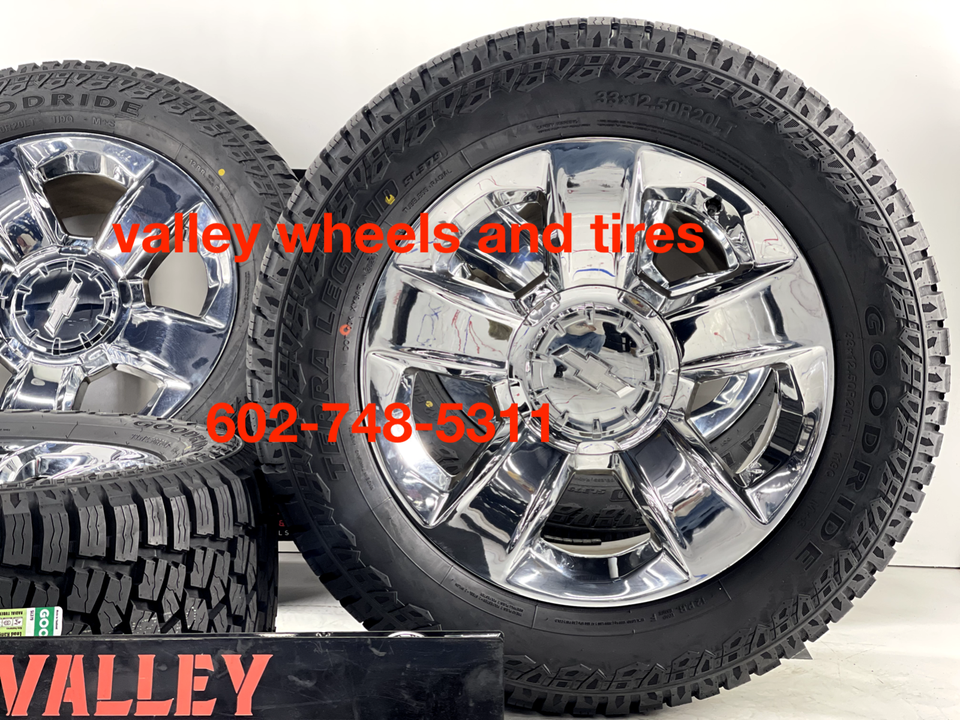 CHEVY WHEELS AND TIRES 4 OEM CHROME 20 INCH FACTORY RIMS AND TIRES 33 ...