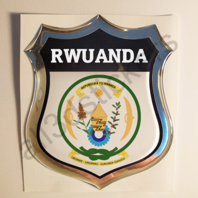 Sticker Rwanda Emblem Coat of Arms Shield 3D Resin Domed Gel Vinyl ...