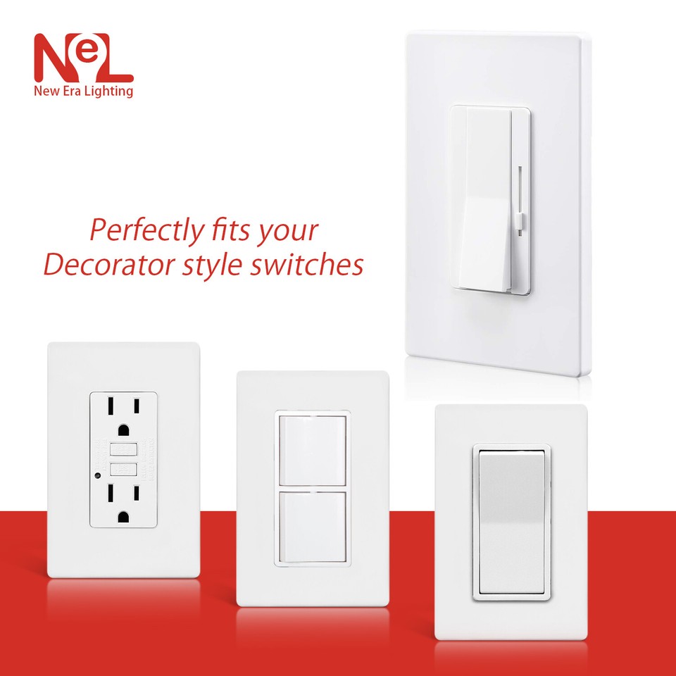 Screwless Decora Wall Switch Plate 1-4 Gang GFI Rocker Switch Plate ...