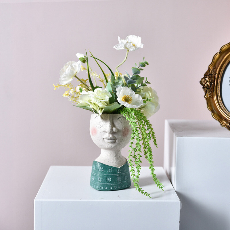 Resin Flower Pot Portrait Sculpture Planter Succulent Vase Face ...