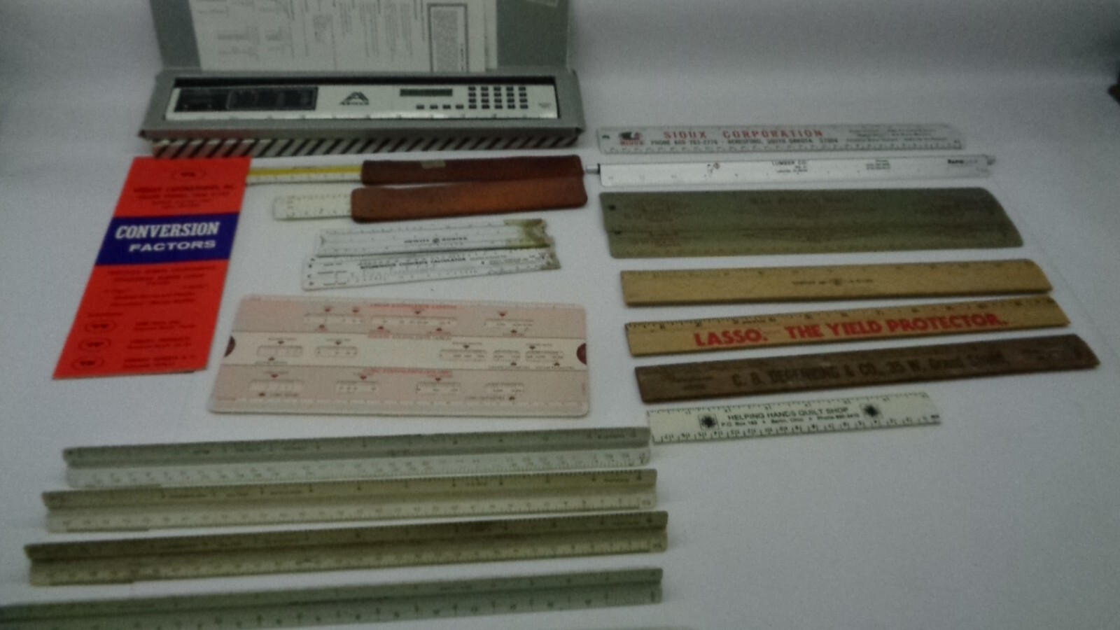Lot of Vintage Rulers Advertisement Drafting wood tin plastic ...