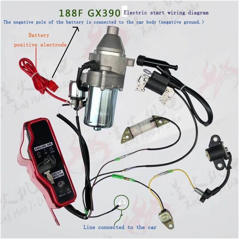 Electric Start Kit Starter Motor Flywheel Switch Honda Electric Start