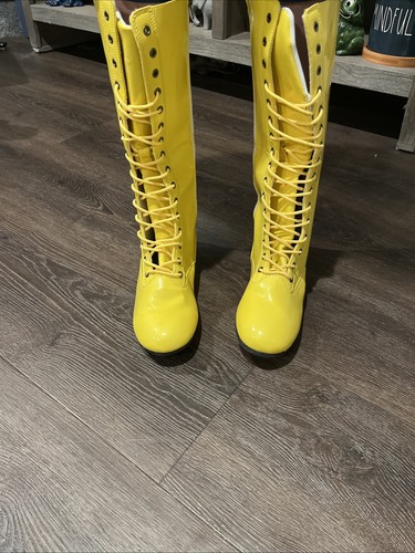 Pro Wrestling Lace-Up Costume Boots - Yellow | eBay