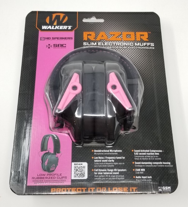 Walkers Razor GWPRSEMPNK Slim Shooting Muffs, Black/Pink for sale ...