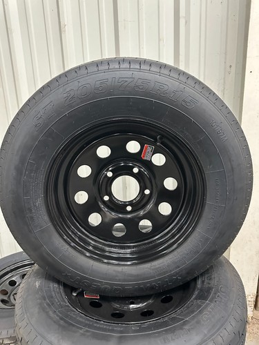 ST205/75R15 Radial Trailer Tire LRC 6 Ply 5 Lug 5x4.5" Black Modular ...