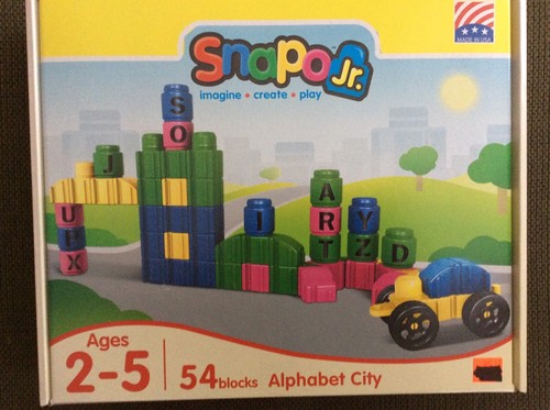 Snapo Jr Multi-Color Alphabet City 54 Piece Variety of Shapes Block Set ...