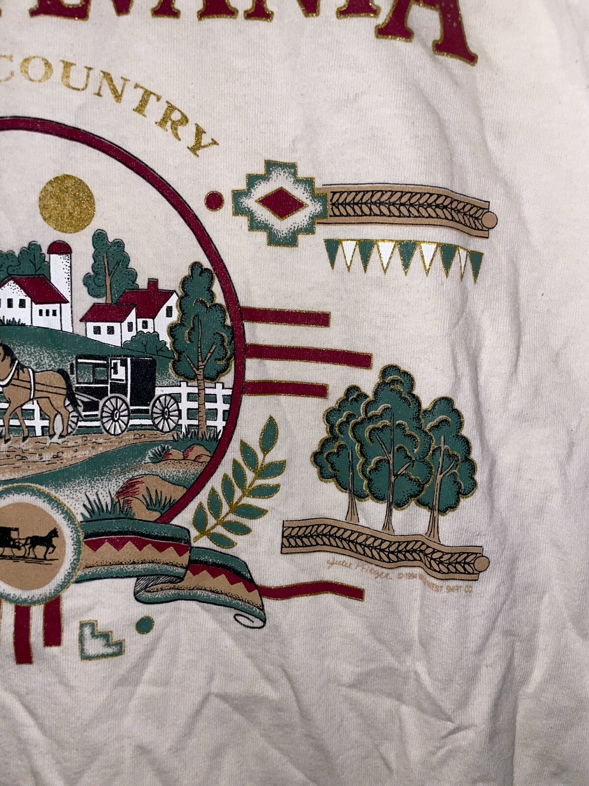 1990s Vintage PA Pennsylvania Amish Country White Gra… - Gem