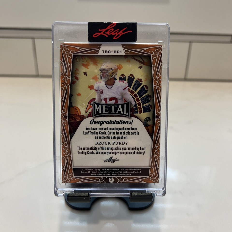 2023 Brock Purdy Auto Leaf Special Thanksgiving Card #5/91 Sealed Mint ...