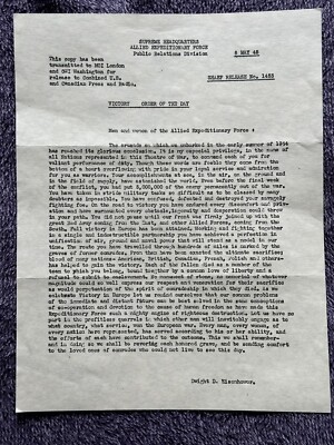 Facsimile VE Day Letter Written by General Eisenhower | eBay