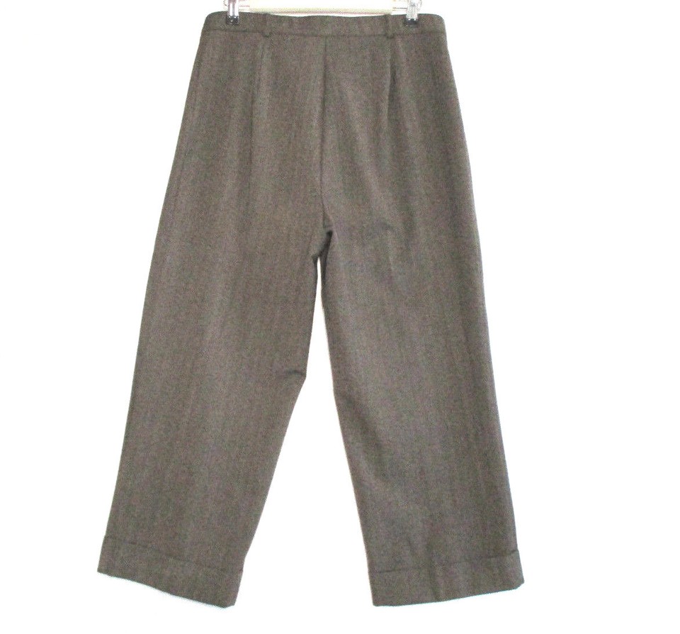 JM Collection Womens Size 10 Brown Herringbone Crop Capri Cuffed High ...