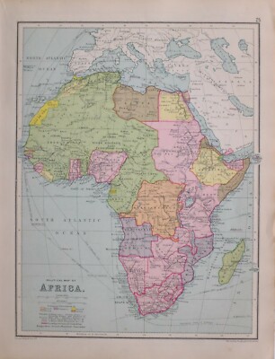 1934 MAP AFRICA EUROPEAN POSSESSIONS TRANSVAAL RHODESIA MOZAMBIQUE ...
