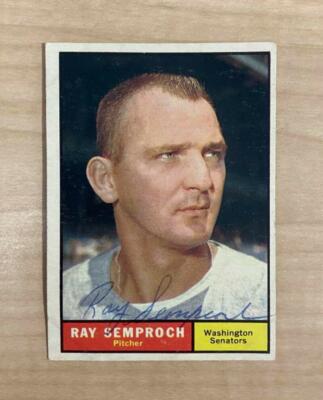 RAY SEMPROCH WASHINGTON SENATORS SIGNED AUTOGRAPHED 1961 TOPPS CARD ...