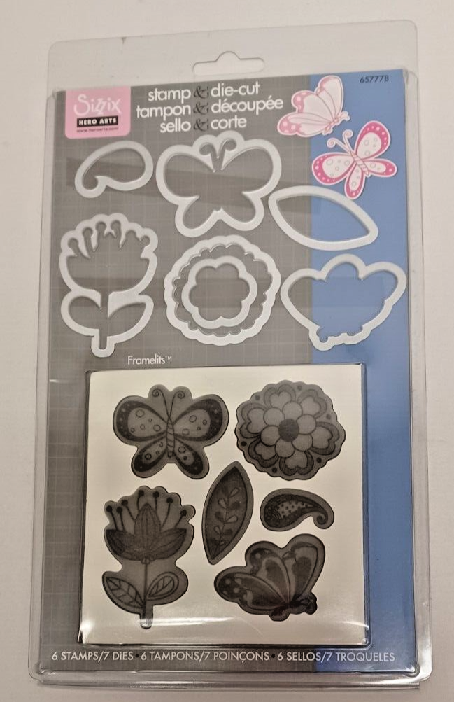 Sizzix Stamp & Die Cut - 657778 Flowers and Butterflies Framelits | eBay