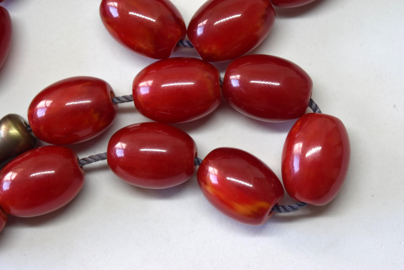 Vintage Dark Red Cherry Amber Bakelite Necklace 26" Long | eBay
