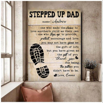 Personalized Gift for Stepped Up Dad, Stepdad Canvas, Stepdad ...