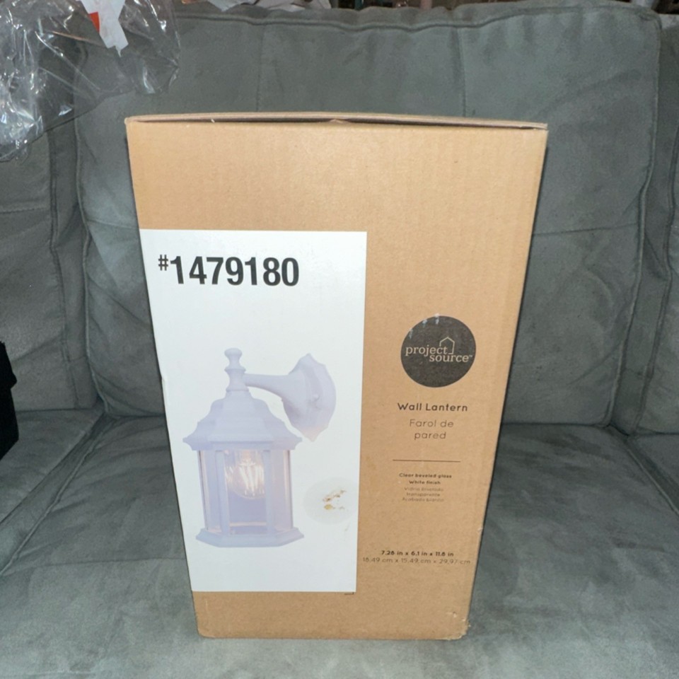 Project Source Wall Lantern Outdoor Hardwired White 1479180 Porch Patio ...