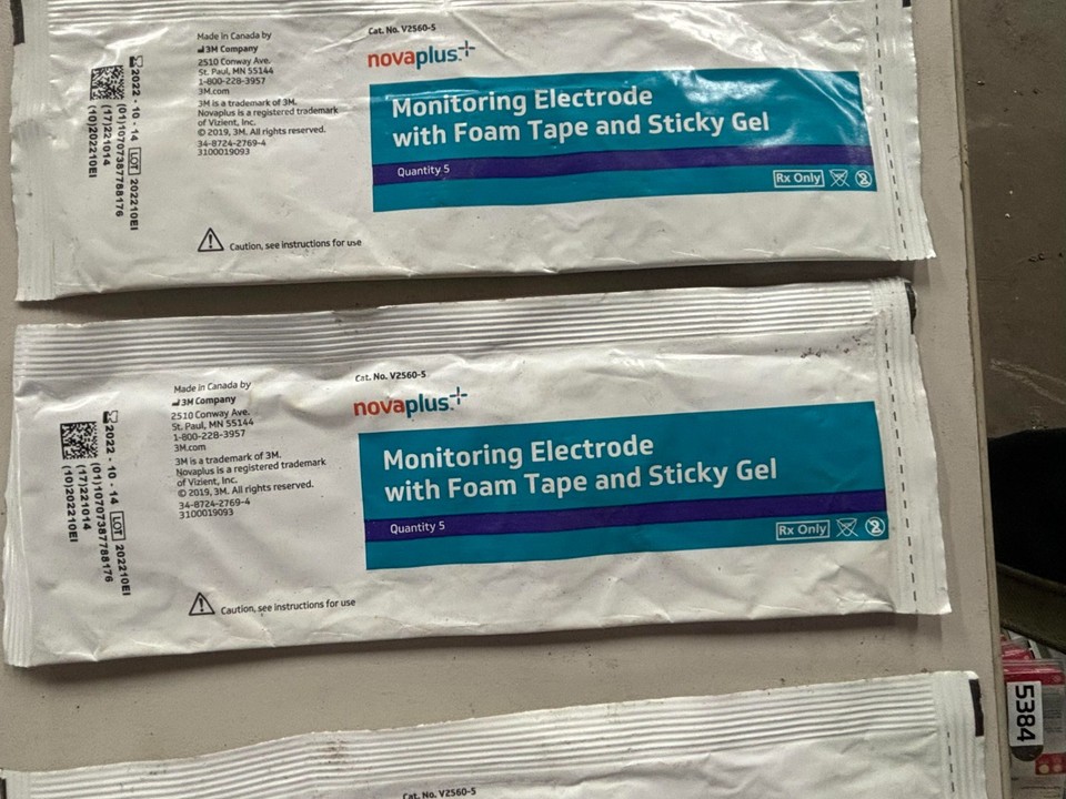 6 Pack 3M Novaplus Monitoring Electrode with Foam Tape and Sticky Gel ...