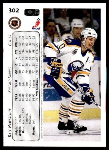 1992-93 Upper Deck !!!! Dale Hawerchuk Buffalo Sabres #302 | eBay