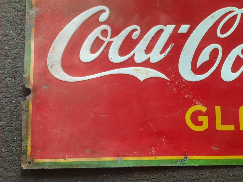 Vintage Coca Cola Buvez Glace RARE French 1946 Coke Original Embossed ...