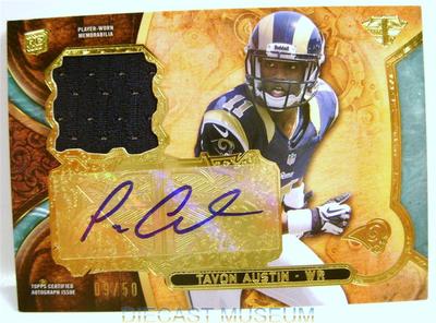 TAVON AUSTIN #11 AUTO AUTOGRAPH RELIC ROOKE CARD 2013 TOPPS TRIPLE ...