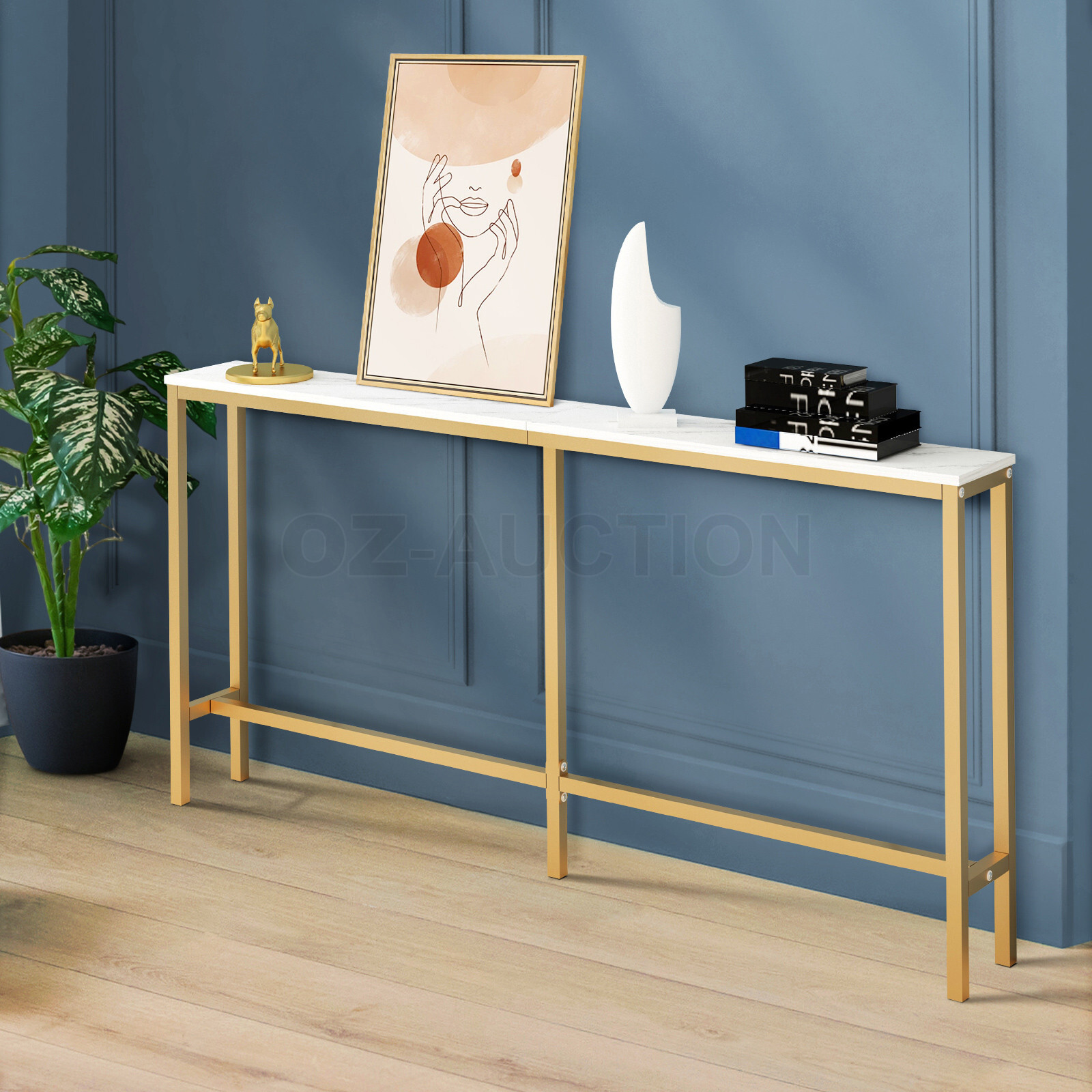 Gold Narrow Console Table Stand Hall Entryway Bar Side Sofa Couch Wood ...