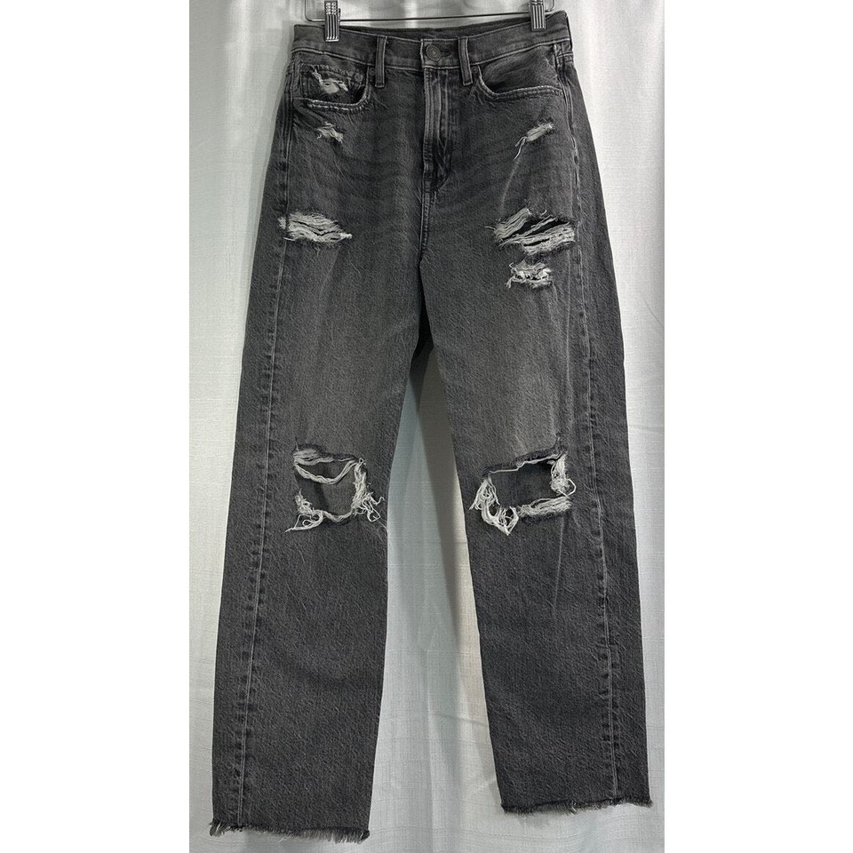 American Eagle Ashy Black Distressed Denim Jeans Size 2 Short Petite | eBay