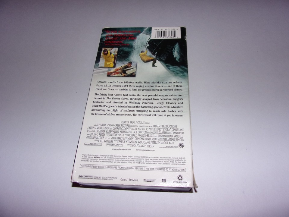 The Perfect Storm (VHS, 2000) George Clooney, Mark Wahlberg 85391858430 ...
