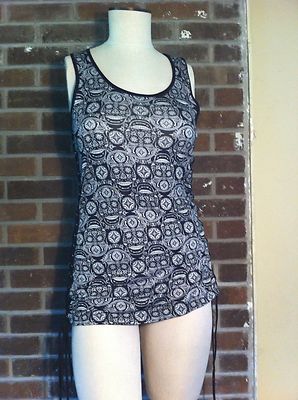 Hey Beautiful!! "Midnight Hour" Skull Side Tie Tank Top++HOT TOPIC+Size ...