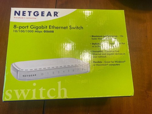 Netgear GS608 8-Port - 10/100/1000Mbps Gigabit Ethernet Switch - w box ...