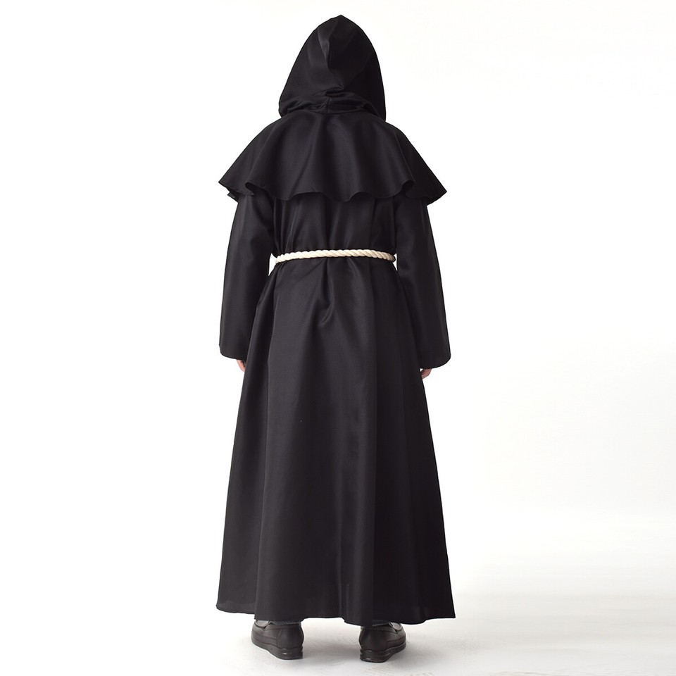 Friar Robe Medieval Cowl Hooded Monk Renaissance Priest Costume Cosplay ...