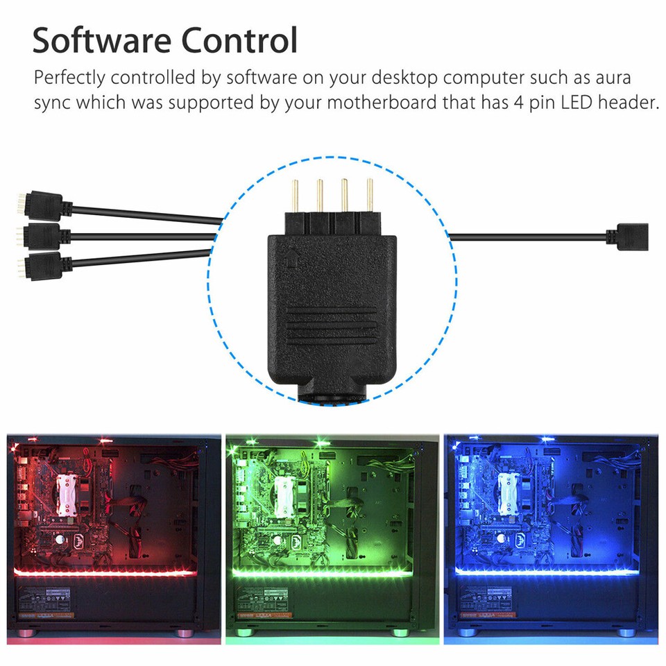 PC Gaming LED Streifen Leuchten Gehäuse Gamer DIY 4Pin RGB Aura Sync ...
