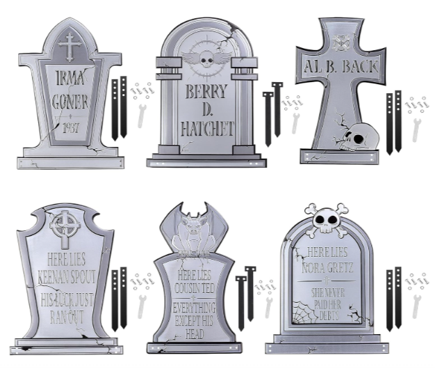 Halloween Yard Decor 3D Metal Cemetery Tombstones Set of 6 Headstones ...