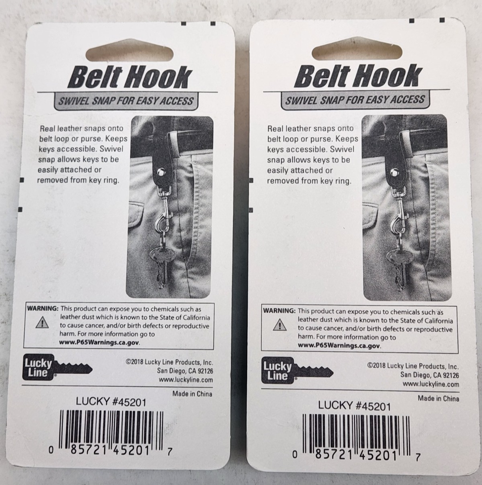 LOT OF 2 - Lucky Line 45201 Leather Belt Hook with Bolt Snap Key Chain ...