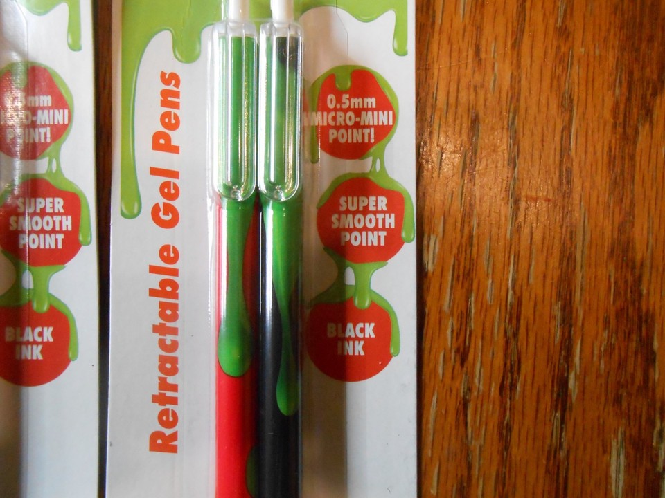 Nickelodeon SLIME Retactable Gel Pens (LOT OF TWO) BLACK INK NIP 5 and ...