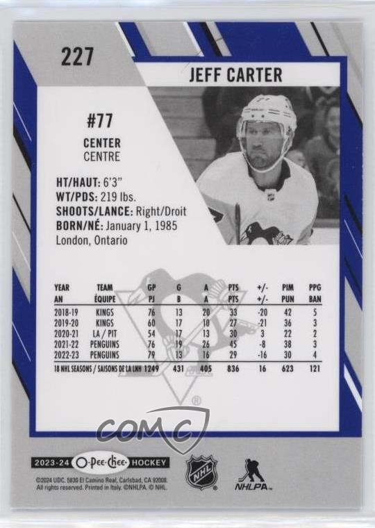 2023-24 O-Pee-Chee Blue Border Jeff Carter #227 9ci | eBay