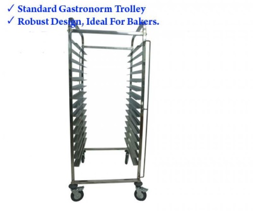 STAINLESS STEEL BAKERY GASTRONORM RACK TROLLEY BAKER BUN DOUGH 15 x ...