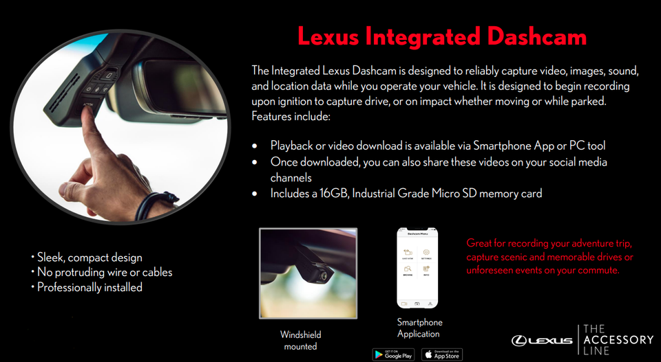 LEXUS OEM FACTORY INTEGRATED DASHCAM WITH HARNESS 2022-2024 ES350 ...
